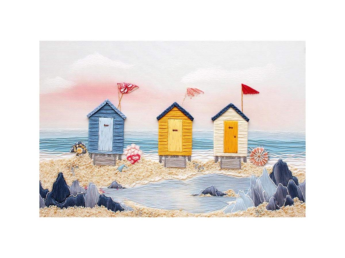 Three Beach Huts – Canvas Art Prints