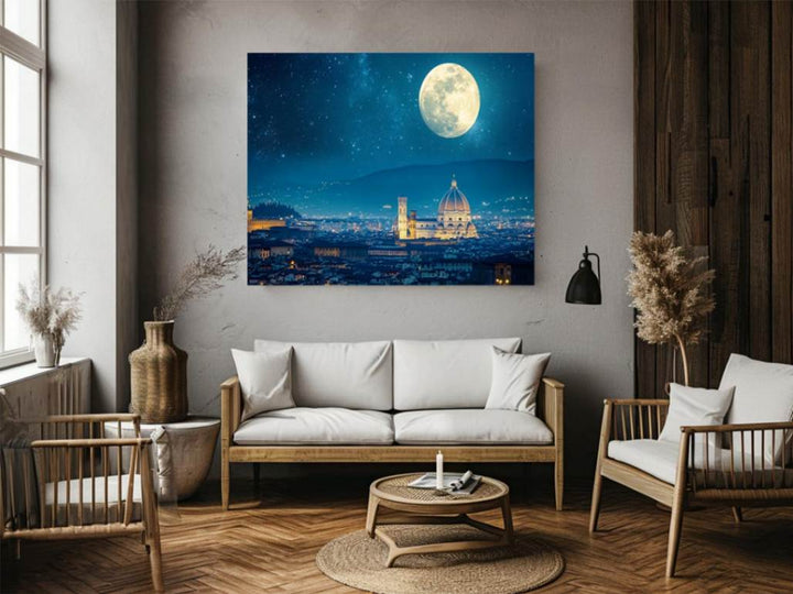 Moon In Florence – Canvas Art Prints