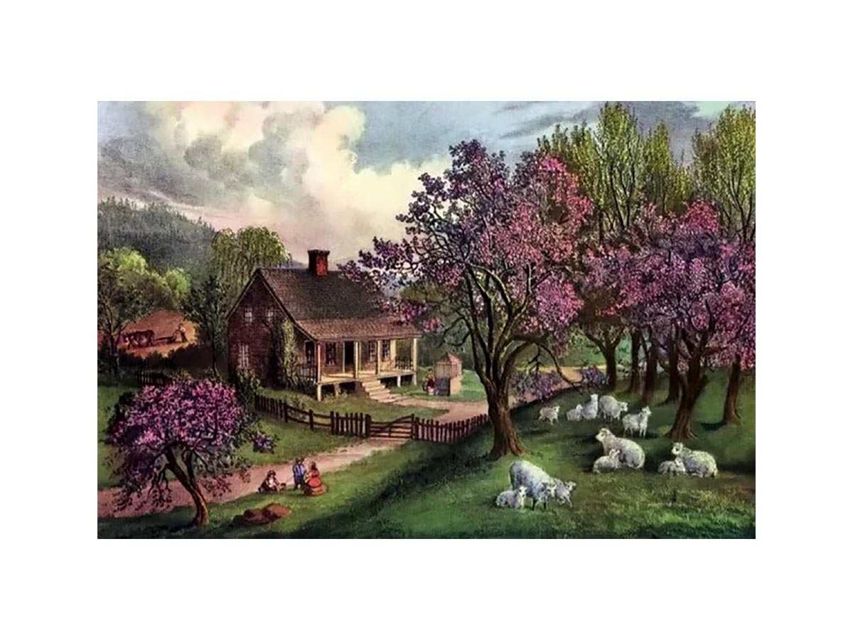 American Homestead in Spring, 1869. – Canvas Art Prints