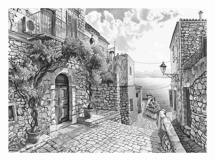 Mediterranean Drawing – Canvas Art Prints