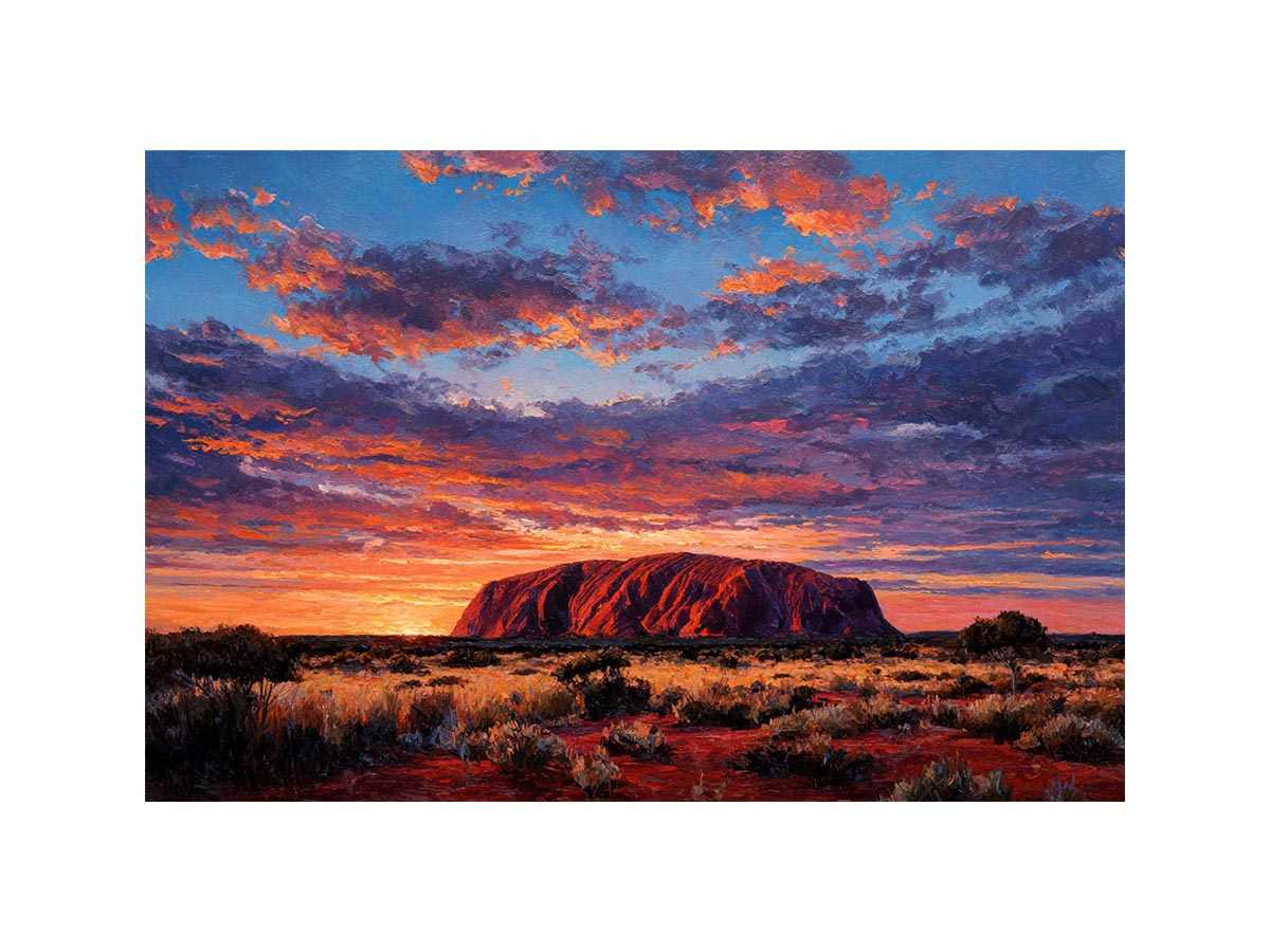 Uluru Sunset Majesty Painting – Canvas Art Prints
