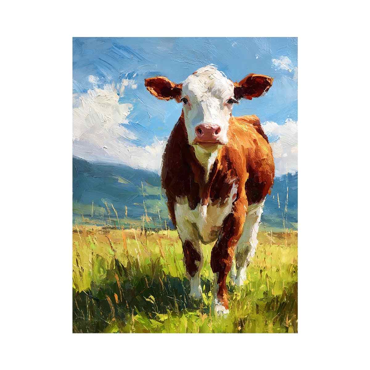 Cow Peaceful Graze Painting – Canvas Art Prints