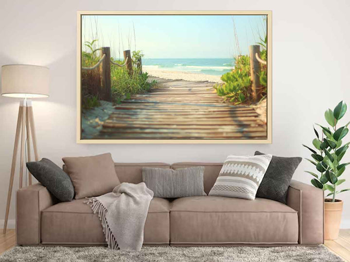Wooden Path To Sea – Canvas Art Prints